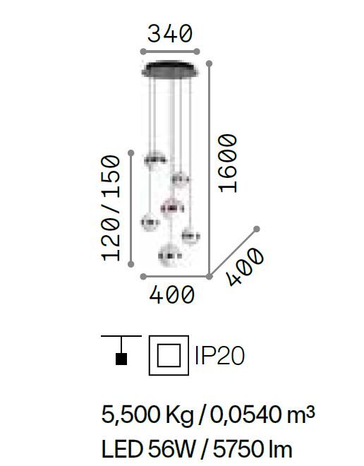 Ideal Lux Galaxy SP6 Pendelleuchte 6-flammig - Leuchten-Welt.com